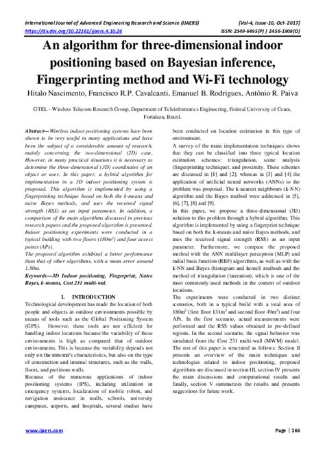 pdf an algorithm for three dimensional indoor positioning based on