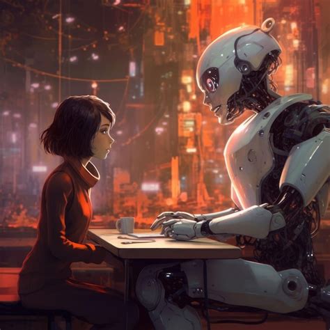 Premium Photo Talk To Ai Generation Robot Talking Between Human And
