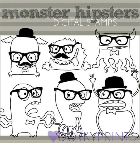 Nerd Monster Clipart Set For Sublimation Sticker Design Sugar Cookies Classroom Projects