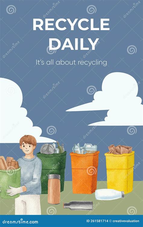 Pinterest Template With Global Recycling Concept Watercolor Style
