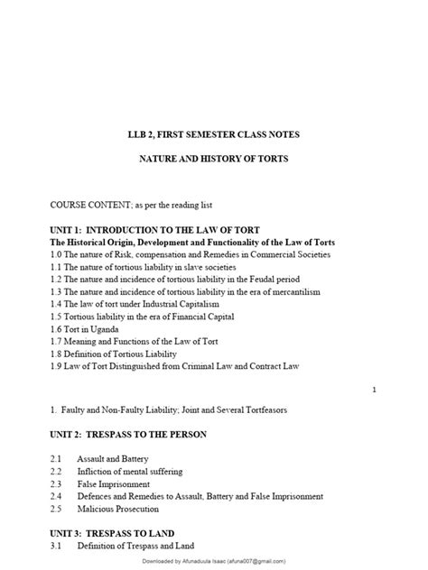 Lecture Notes Simple Pdf Tort Trespass