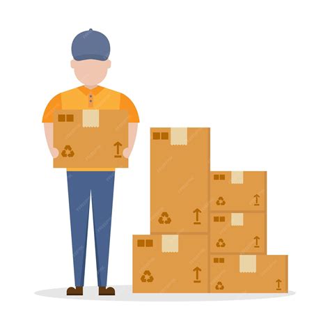 Premium Vector Delivery Courier Hold Package Flat Design Vector