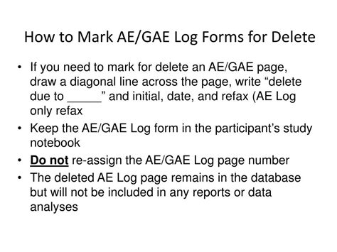 PPT Adverse Event Documentation AE Log And GAE Log CRF Completion Training Binder Pages