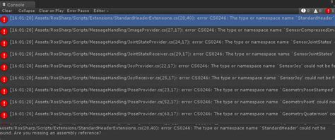 after creating a new msg getting errors for some scripts in unity