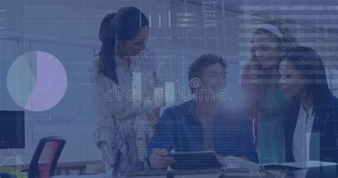 Image Of Statistical Data Processing Against Group Of Diverse