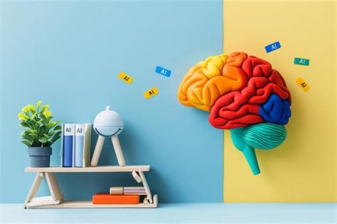 Human Brain Modeled As An Ai Concept Illustrating The Synergy Between Human Cognitive Abilities