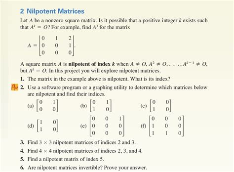 Solved 2 Nilpotent Matrices Let A Be A Nonzero Square