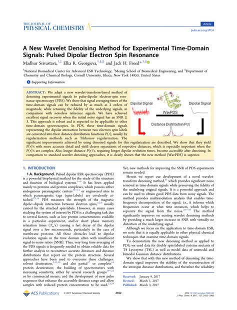 Pdf A New Wavelet Denoising Method For Experimental Time Domain Signals Pulsed Dipolar
