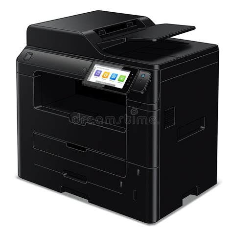 Black Multifunction Printer With A Sleek Design Featuring A Digital Touch Screen Panel Stock