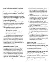 PROJECT MONITORING AND EVALUATION Monitoring Focuses On Operational Management Issues Of A