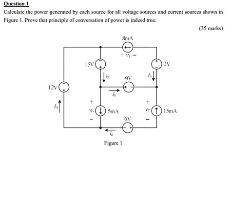solved question 1 calculate the power generated by each source for all voltage sources and
