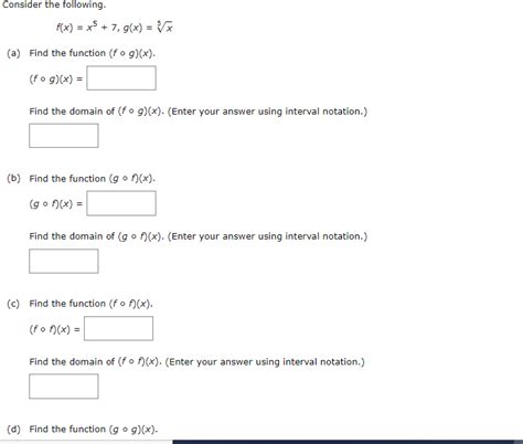 solved consider the following f x x5 7 g x x5 a ﻿find the