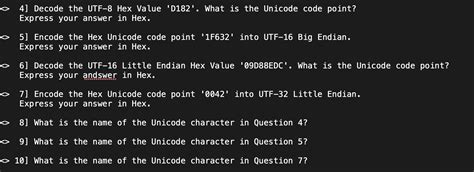 Solved 4 Decode The Utf 8 Hex Value D182 What Is The