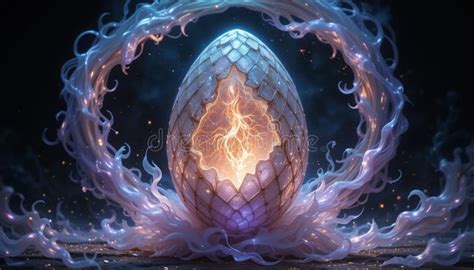 An Ornate Egg Shaped Object With A Scale Like Pattern Glows Generated Stock Illustration