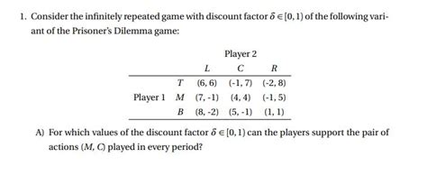 solved 1 consider the infinitely repeated game with