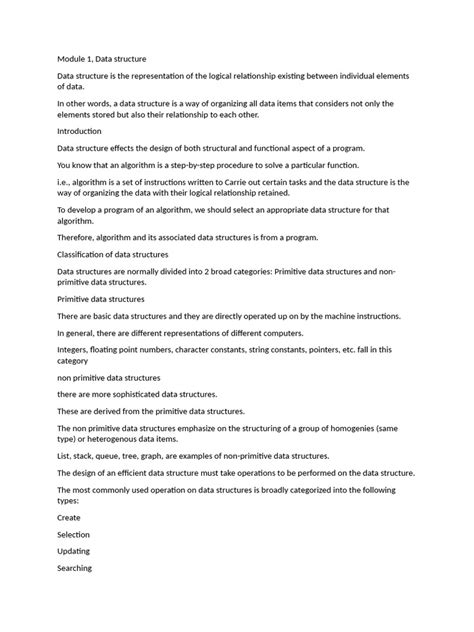 Data Structure Module 1 Notes For Calicut University Sem 3 2024 Pdf Computational Complexity