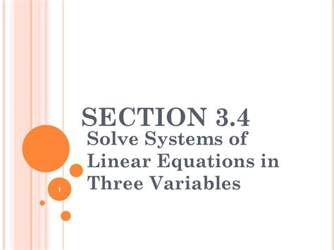 Solve Systems of Linear Equations in Three Variables - ppt download
