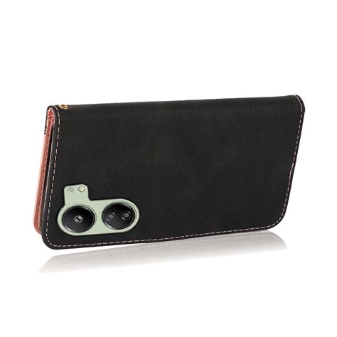 For Xiaomi Redmi C G Dual Color Stitching Leather Phone Case Black Rose Gold Alexnld Com