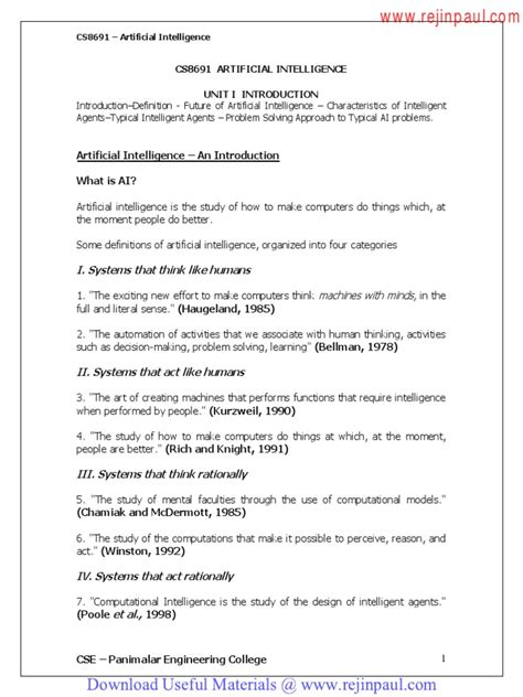 Ai Unit1 Pdf Artificial Intelligence Intelligence Ai And Semantics