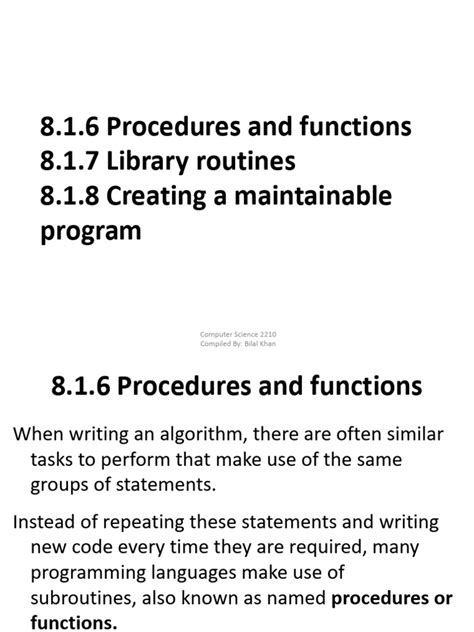 816 Procedures And Functions Library Routines Local And Global