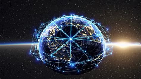 Planet Earth Rotating In Space Showing Growing Global Network Connections Stock Video Video Of