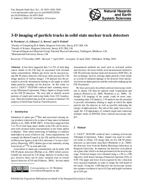 Pdf 3d Imaging Of Particle Tracks In Solid State Nuclear Track
