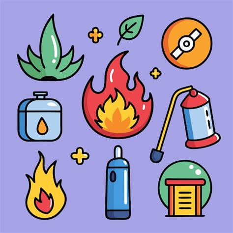 Fire And Fire Extinguisher Icon Set Premium Ai Generated Vector