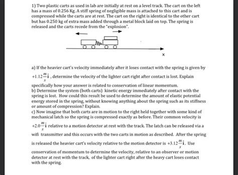 Solved Two Plastic Carts As Used In Lab Are Initially At Chegg Com