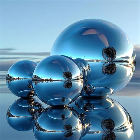 3d Abstract Spheres Metallic Finish Reflective Surfaces Futuristic Dynamic Premium Ai