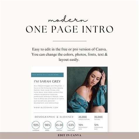 Media Kit Influencer Template Canva Media Kit Canva Template Media