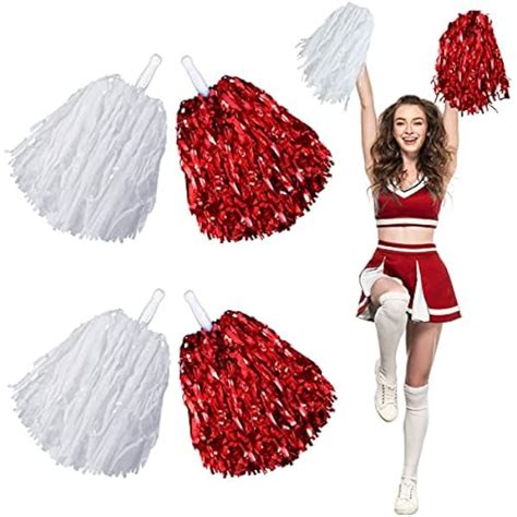 Cheerleading Pom Poms 4 Pcs Metal Foil Cheerleader Pom Poms Cheer Pom