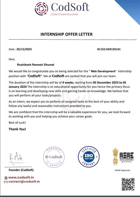 rushikesh dhumal on linkedin codsoft internship