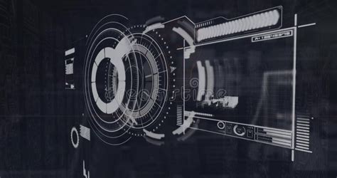Animation Of Data Processing Over Scopes Scanning And Diagrams Stock