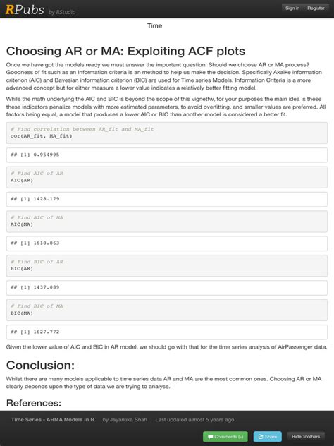 Rpubs Time Series Arma Models In R Pdf