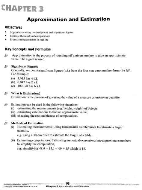 Secondary 1 G3 Math Approximation And Estimation Pdf Significant Figures Numbers