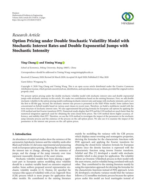 Pdf Option Pricing Under Double Stochastic Volatility Model With