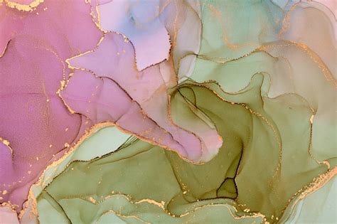 알코올 잉크 기술의 천연 고급 추상 유체 예술 그림 부드럽고 꿈꾸는 벽지 투명한 파도와 황금 소용돌이를 만드는 색상의 혼합물 포스터용 기타 인쇄물 알콜 잉크에 대한 스톡