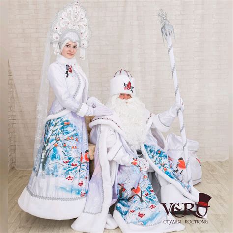 Костюм Деда мороза и снегурочки сказочные со снегирями – заказать на ...