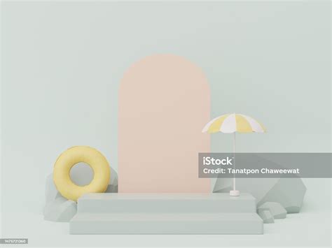 3d 연단은 여름 개념으로 제품 프레젠테이션을 의미합니다 화장품 광고를위한 받침대 플랫폼 0명에 대한 스톡 사진 및 기타 이미지