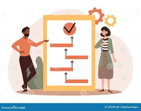 Procedure As Work Flow Process Steps Scheme Document Tiny Person Concept Strategy And Task