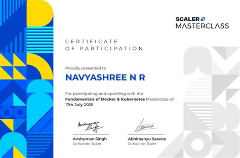 Just Completed The Fundamentals Of Docker And Kubernetes Masterclass By Scaler Navyashree Nr