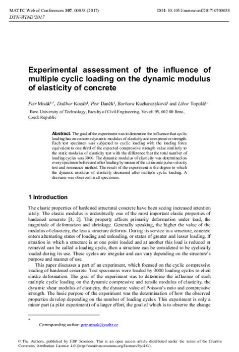Pdf Experimental Assessment Of The Influence Of Multiple Cyclic