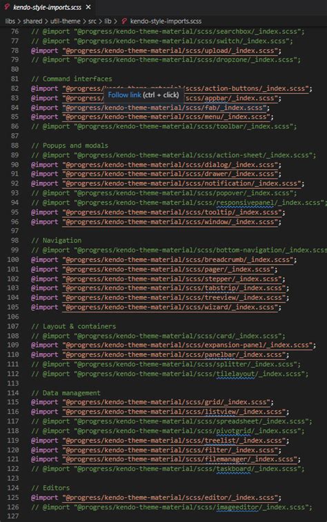 Sass Importing Kendo Ui Scss Files Modulecomponent Wise In Angular