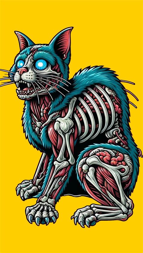 Zombie Skeleton Cat Cross Section Art Graffiti Cartoons Graffiti