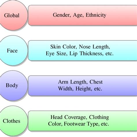 Soft Biometrics Modalities And Features Present In Human Body