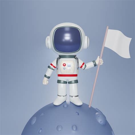 3d Render Spaceman Astronaut Standing On Moon Cartoon Character Astronaut On A Tiny Planet In
