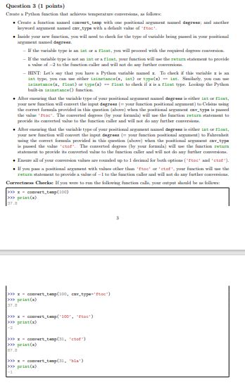 solved question 3 1 points create a pyth function that ac