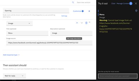 ibm cloud watson assistant chatbot cannot display images on its