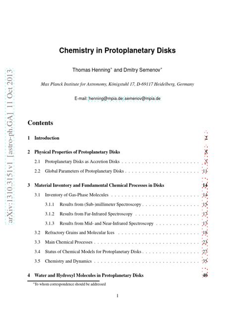 Chemistry In Protoplanetary Disks Pdf Stars Cosmic Dust