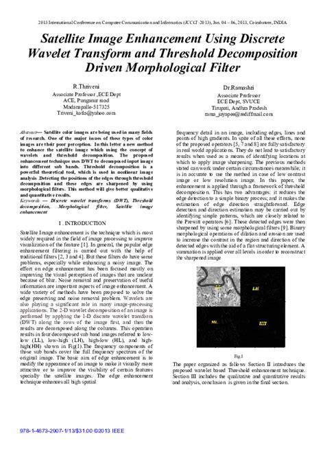 pdf satellite image enhancement using discrete wavelet transform and